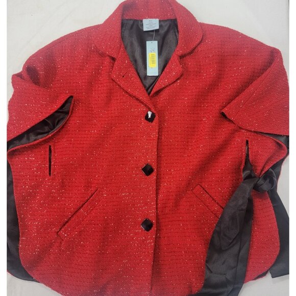Kate Landry | Jackets & Coats | Kate Landry Red Shimmery Cape Coat New ...